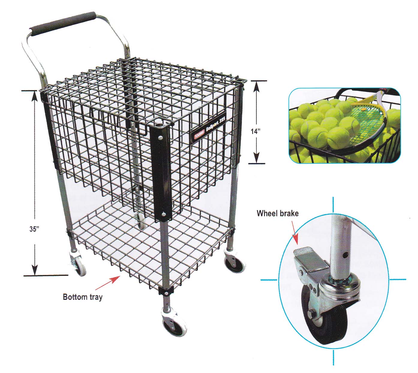 Ballport 325 Ball Tennis Teaching Cart – Morley Athletic Supply Co Inc