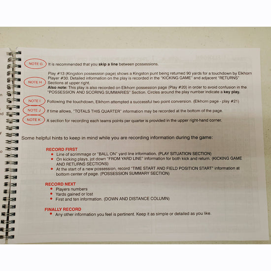 Big Red Football Stat Book 12 Games – Morley Athletic Supply Co Inc